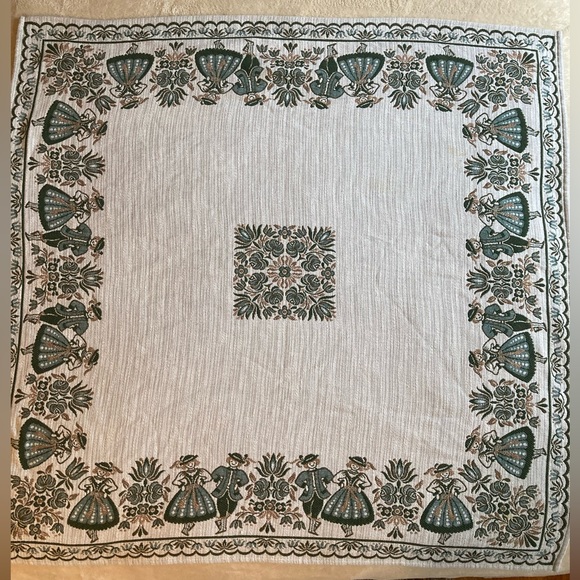 Kitchen | Austrian German Folk Couple Tablecloth Heavy Beige Green ...